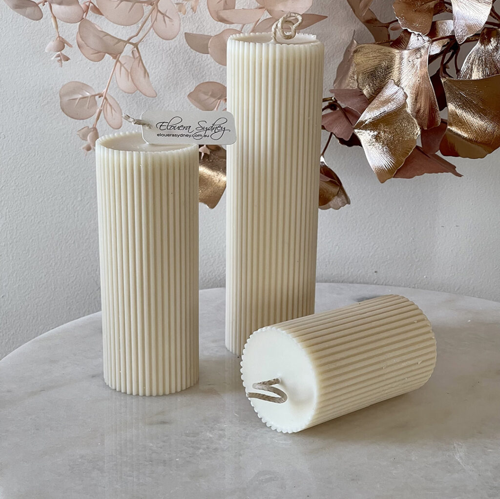 Elouera SydneyCorrugated Pillar Candle - Three Piece Set - Elouera Sydney